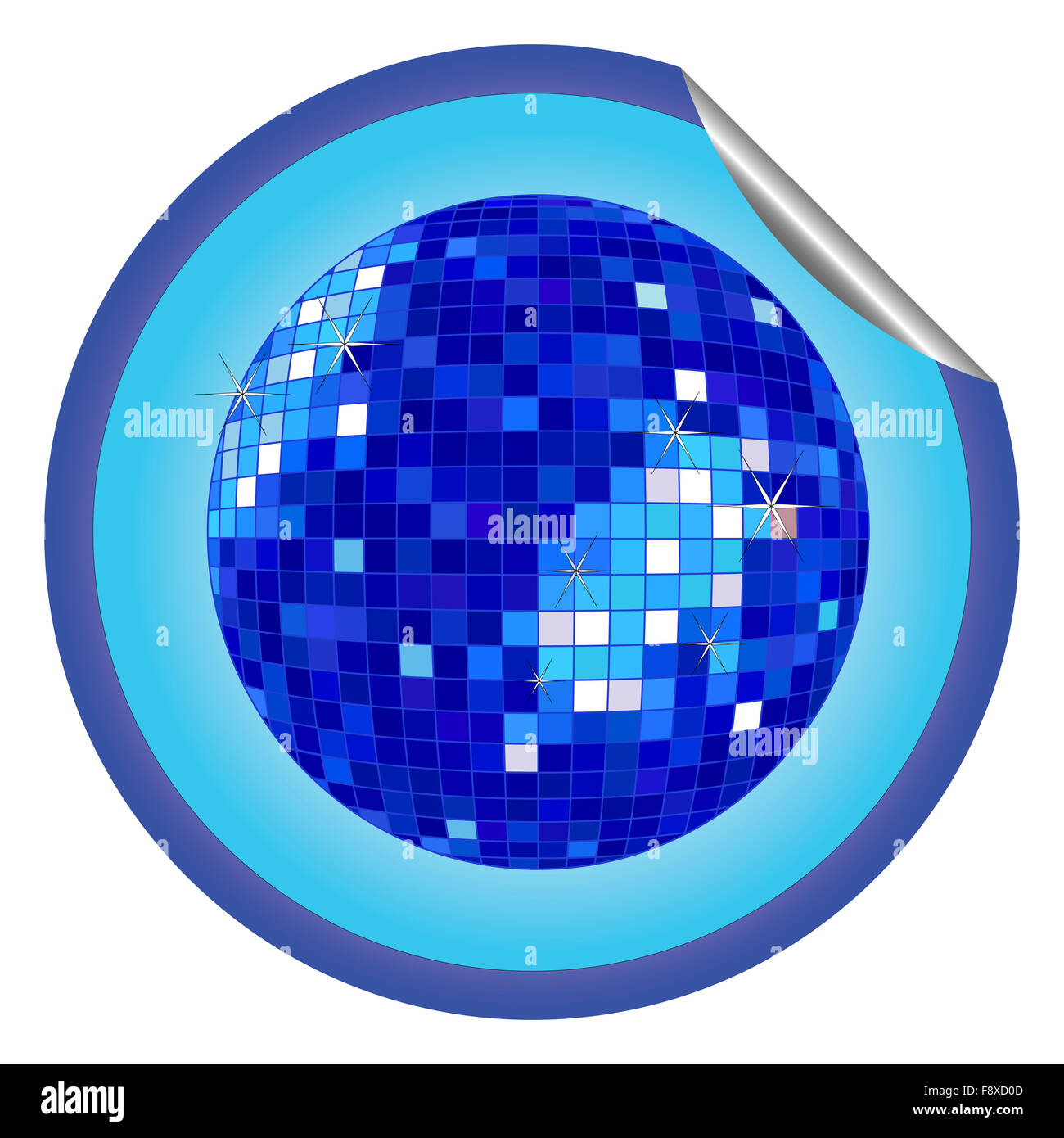 disco ball blue sticker Stock Photo - Alamy