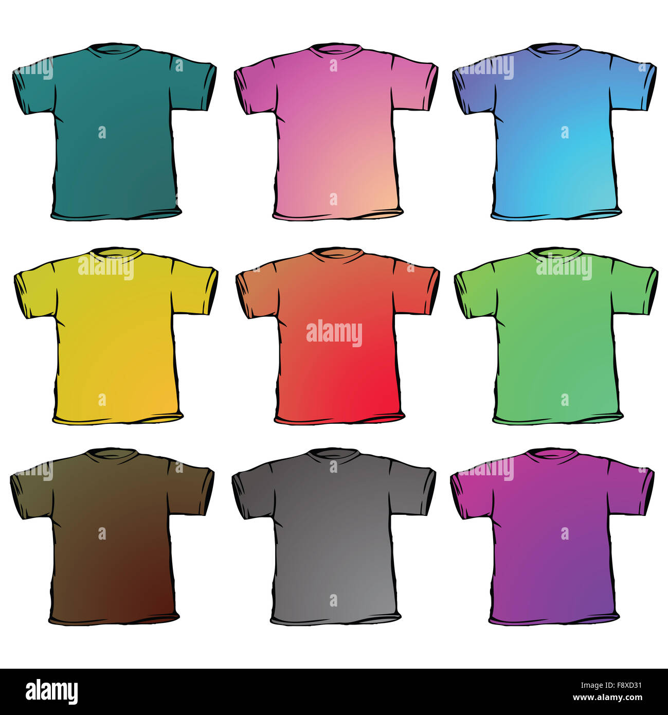 t shirts collection against white Stock Photo - Alamy