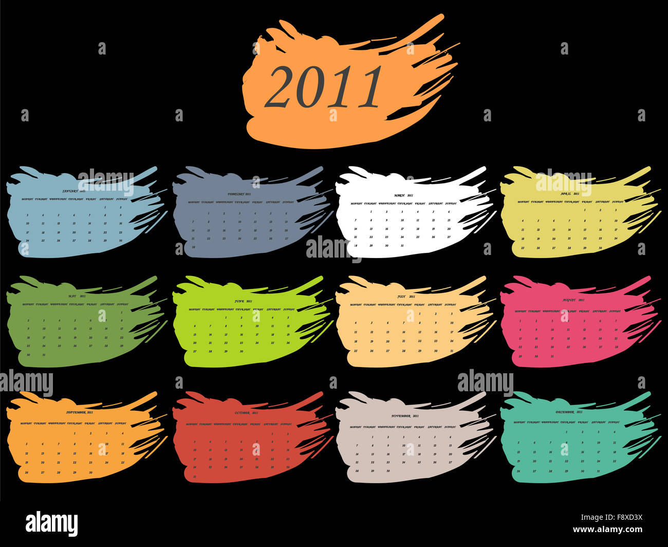 color spot calendar for 2011 Stock Photo - Alamy