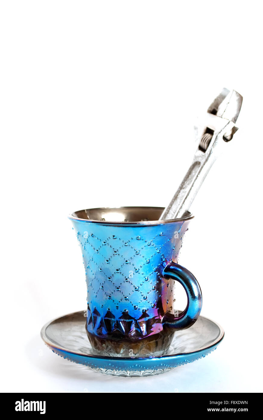 Blue cup. Isolated Stock Photo - Alamy