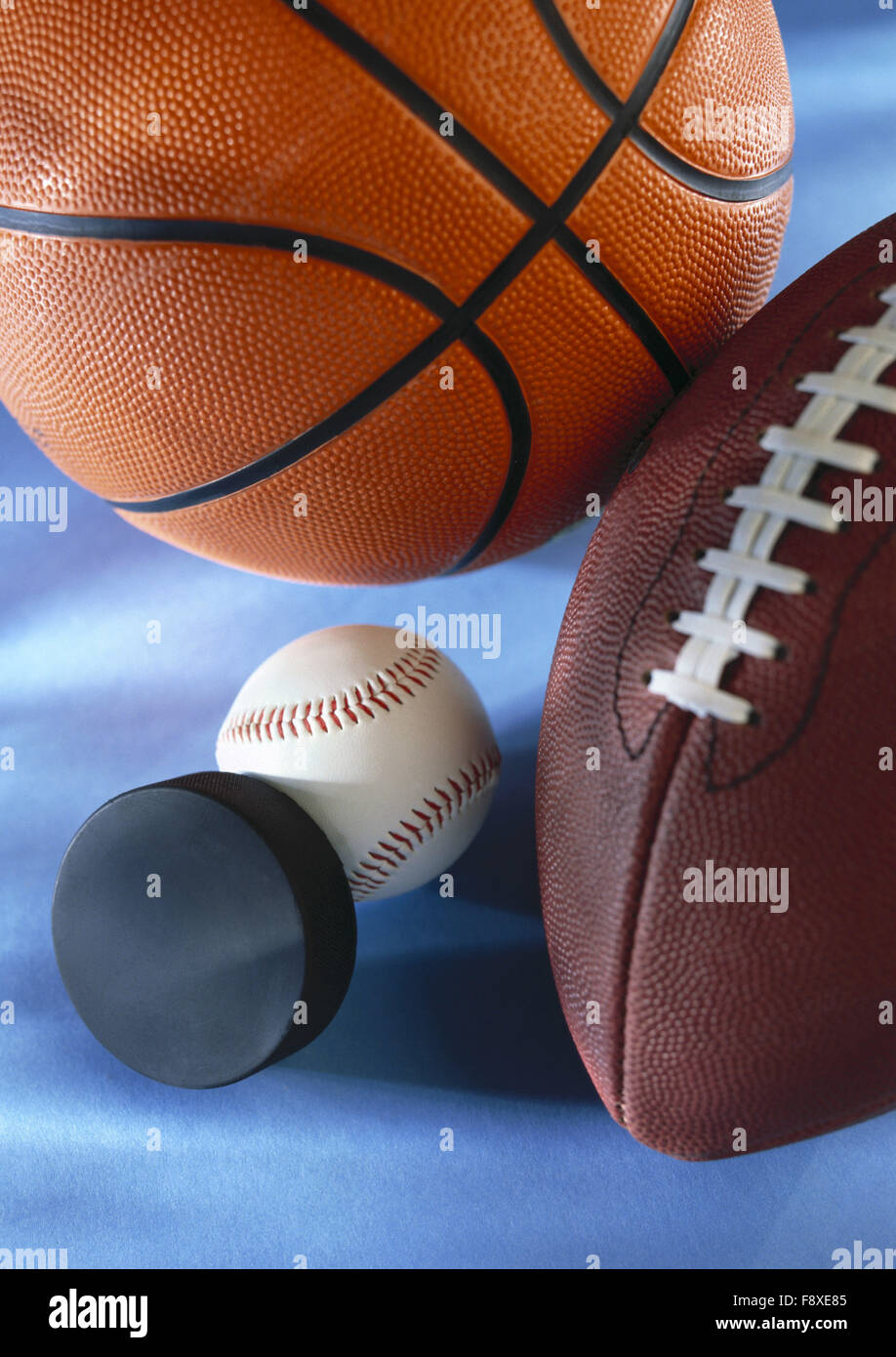 Balls and Puck Stock Photo - Alamy