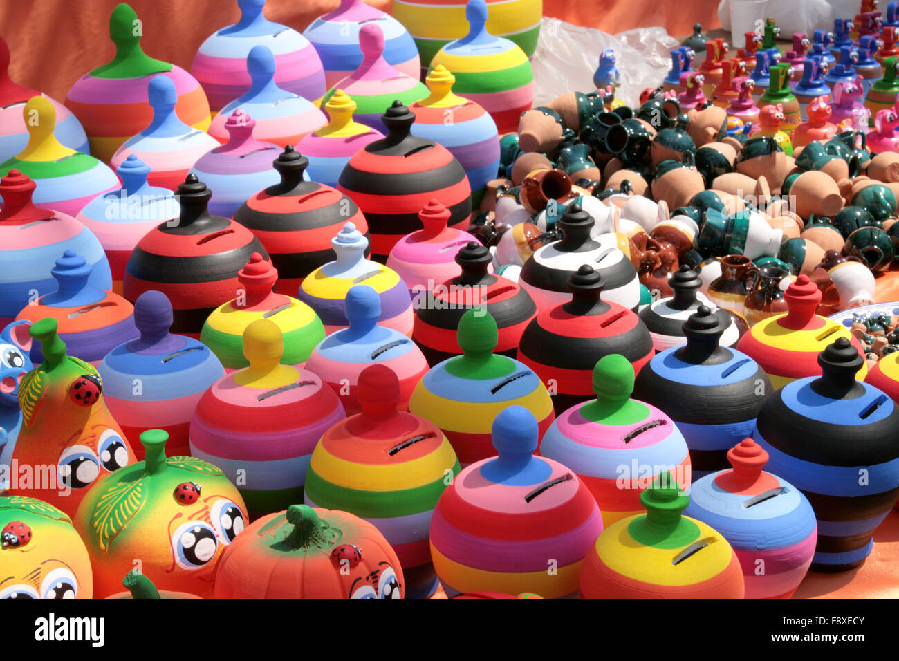 Stall of colored pottery Stock Photo - Alamy