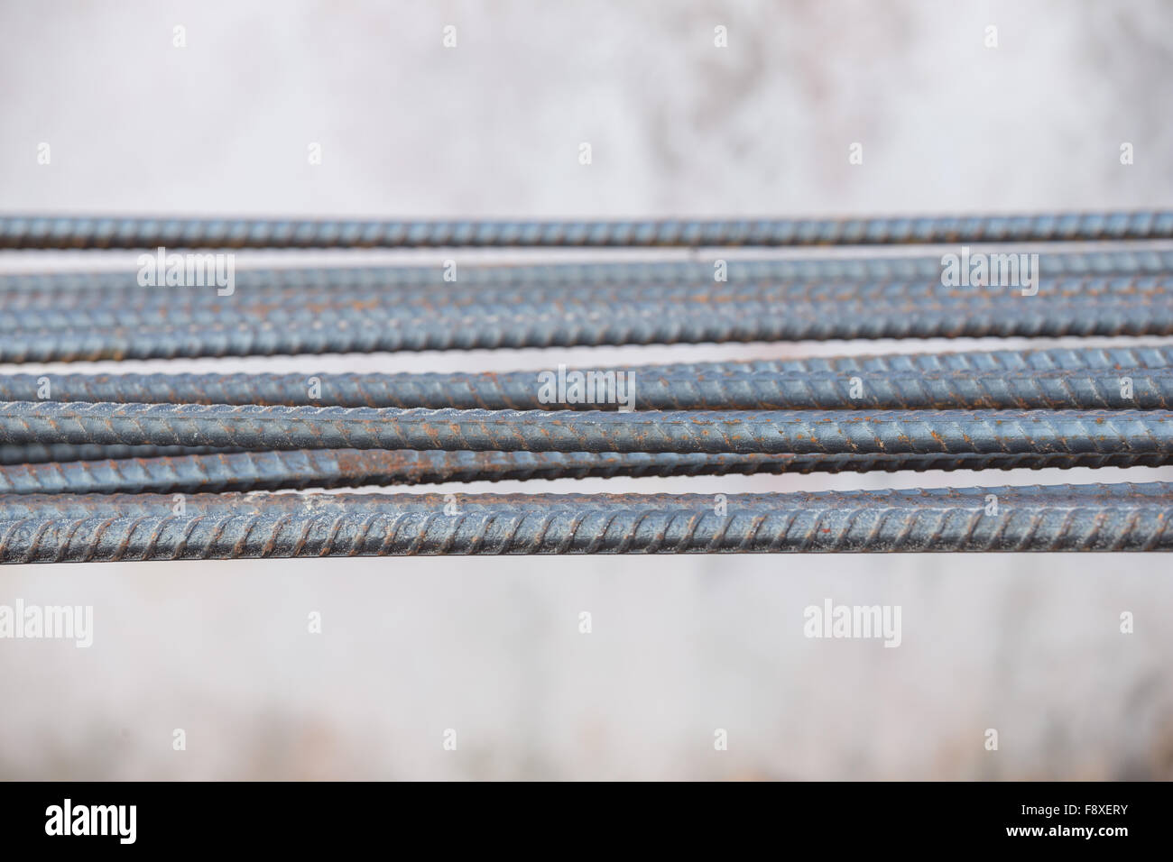 Steel rods or bars used to reinforce concrete for construction Stock ...