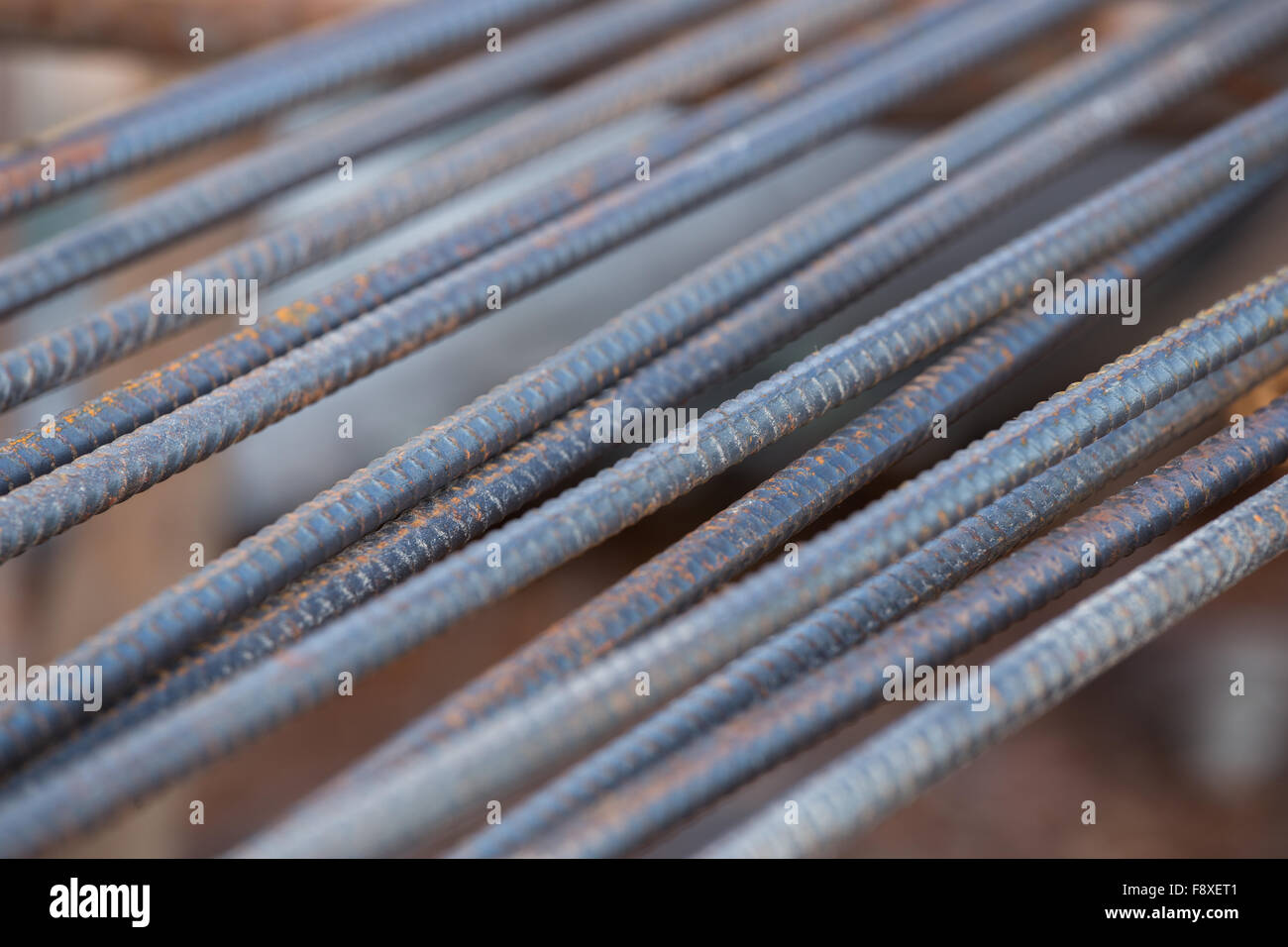 Steel rods or bars used to reinforce concrete for construction Stock ...