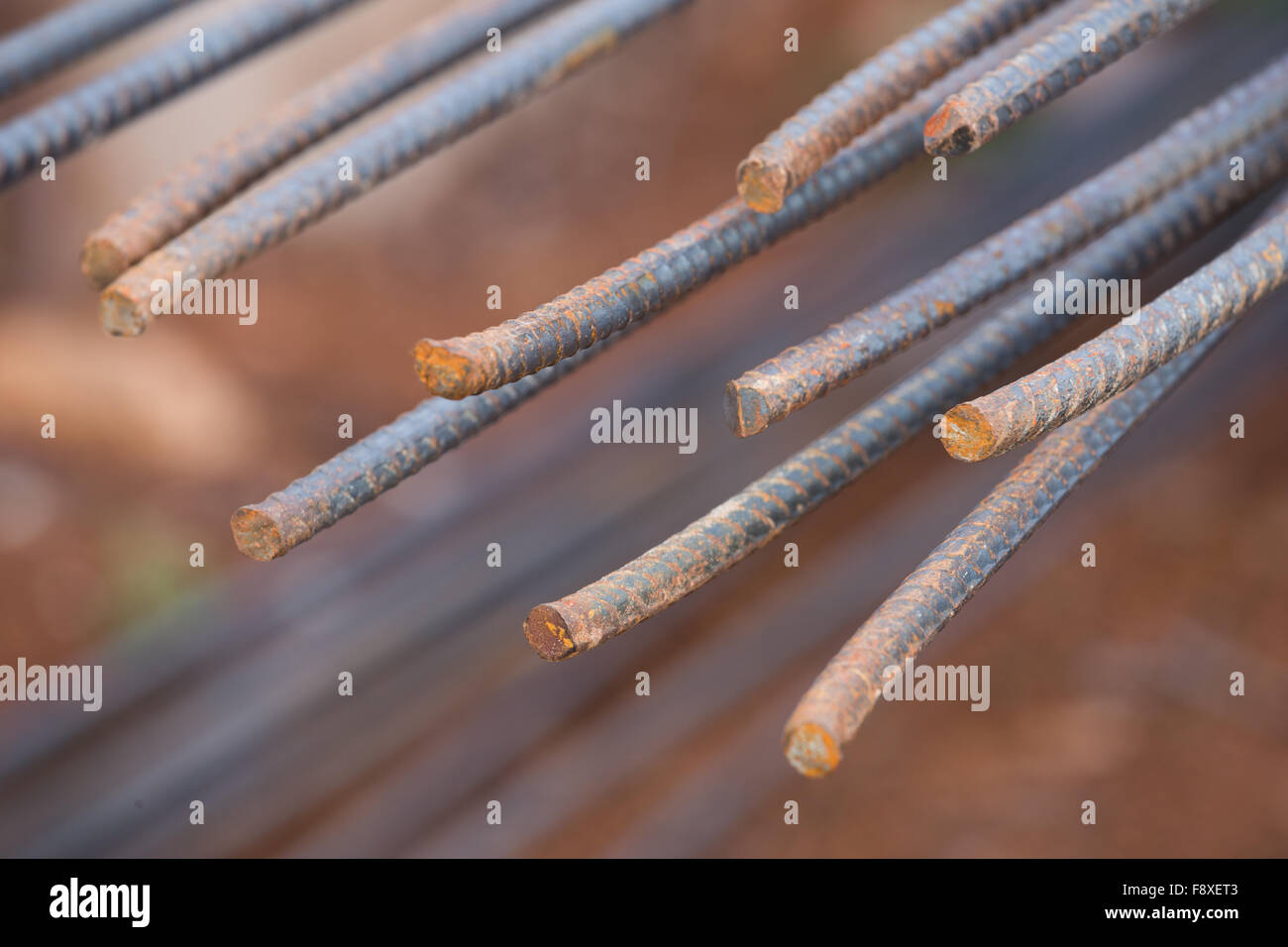 Steel rods or bars used to reinforce concrete for construction Stock ...