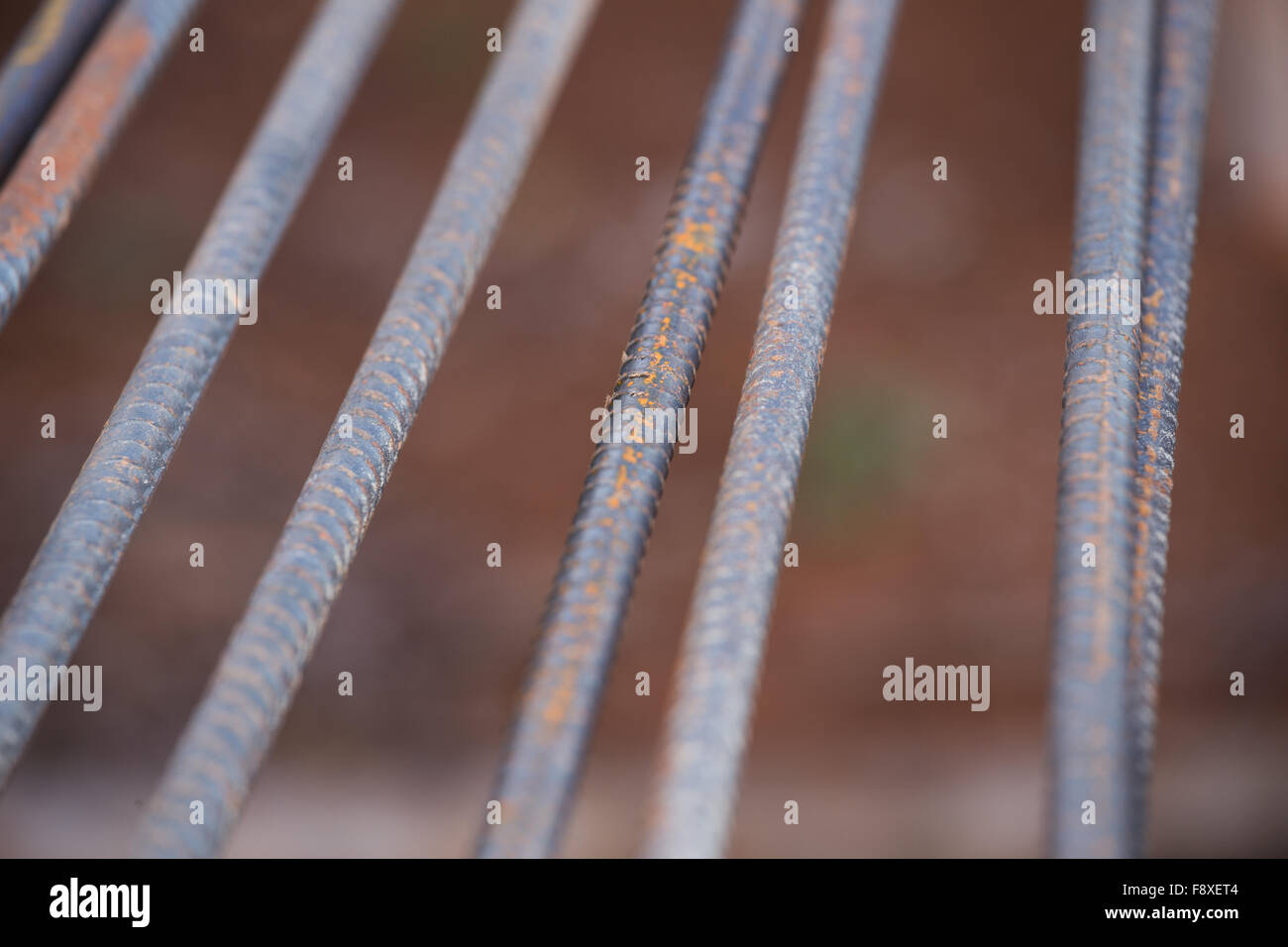 Steel rods or bars used to reinforce concrete for construction Stock ...