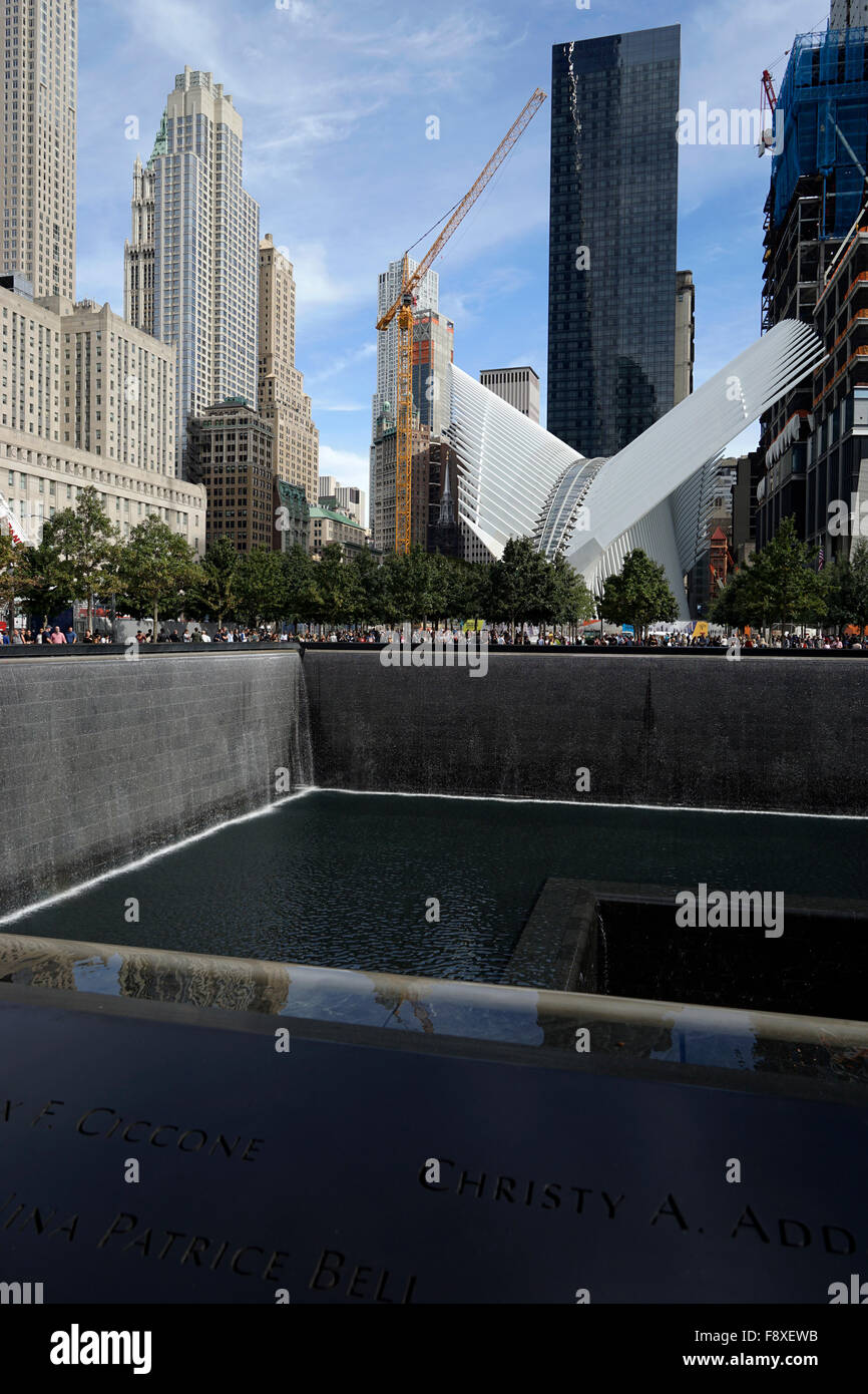 The National 9/11 Memorial with the Oculus a bird shaped structure ...