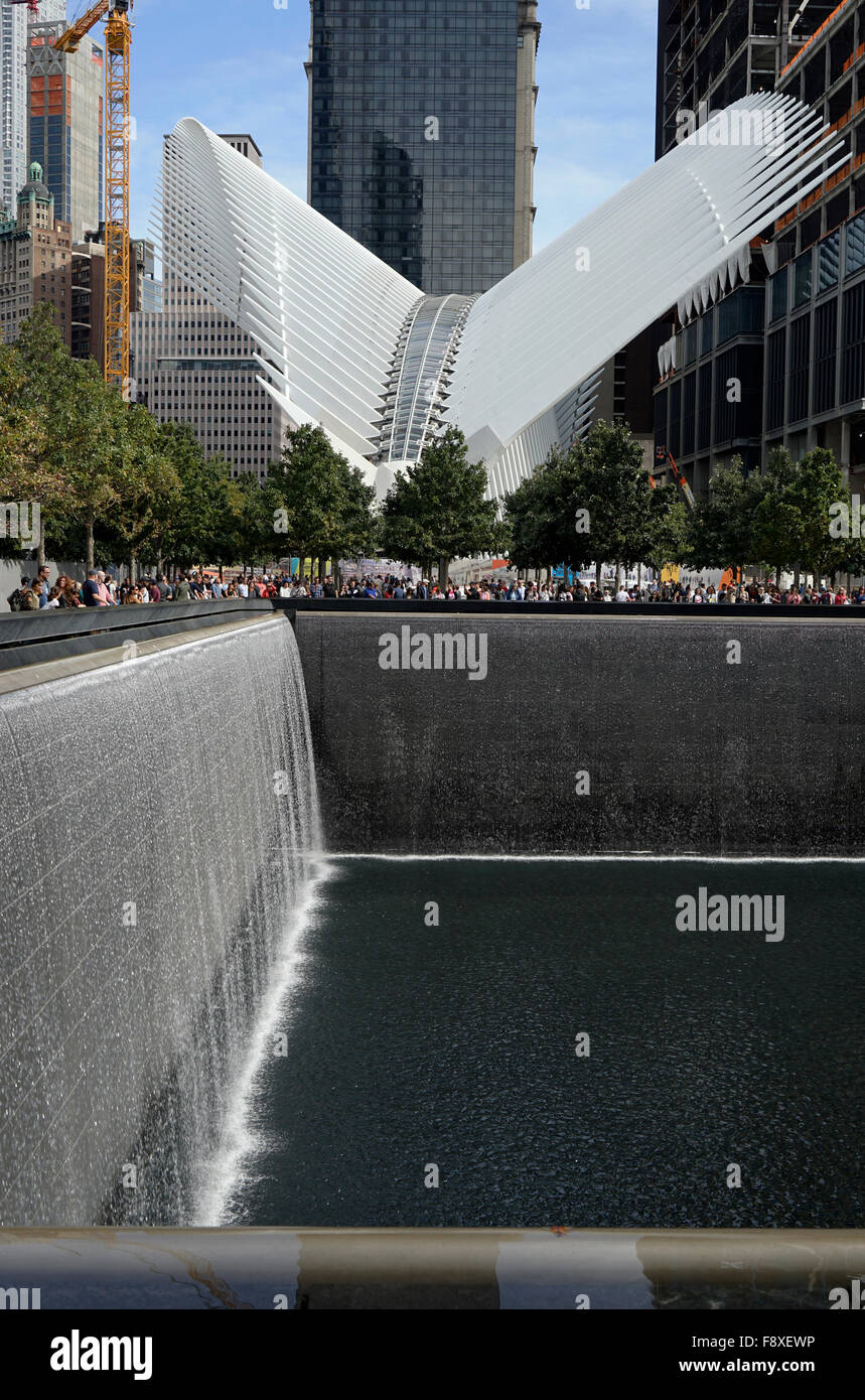 The National 9/11 Memorial with the Oculus a bird shaped structure ...