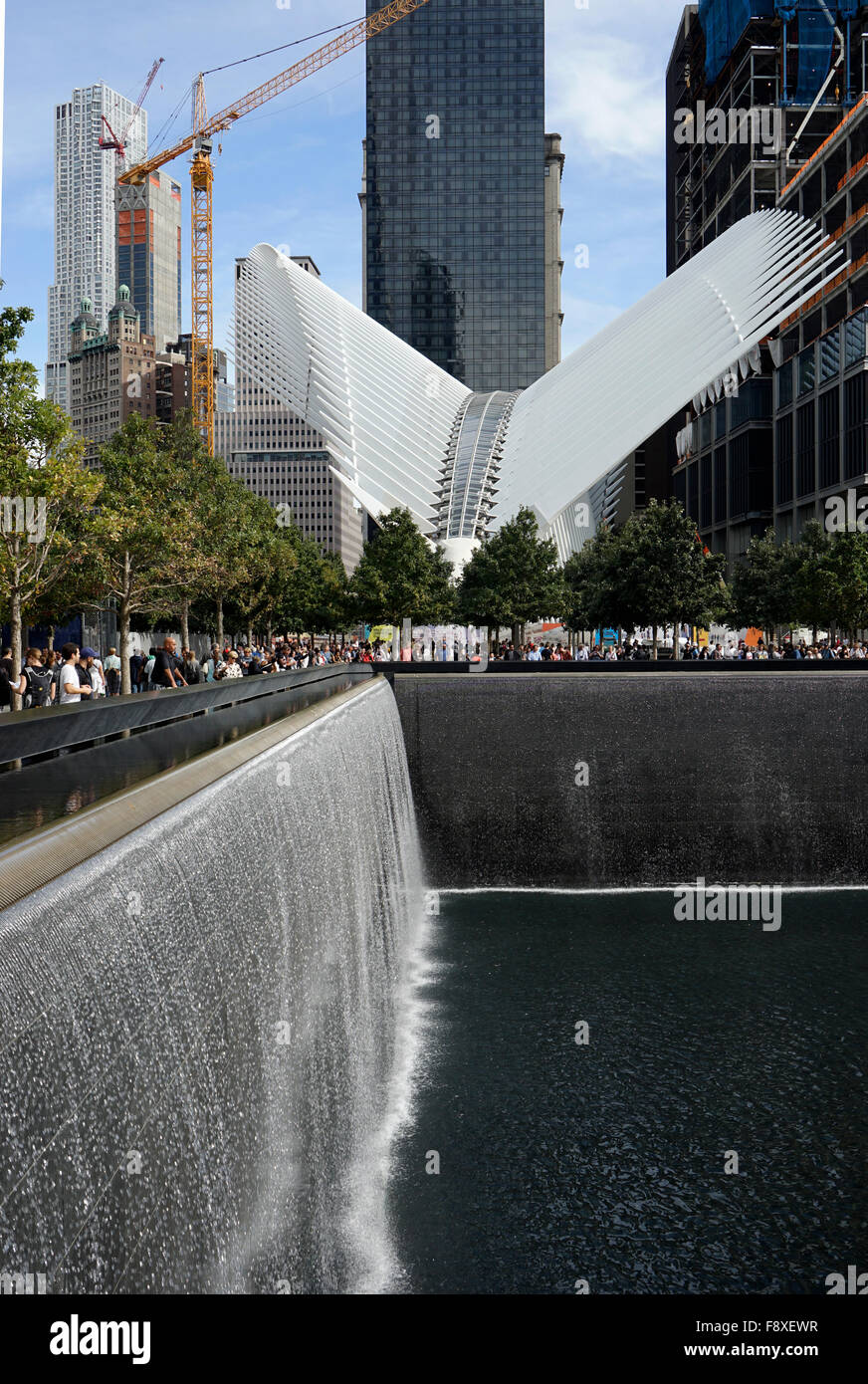 The National 9/11 Memorial with the Oculus a bird shaped structure ...