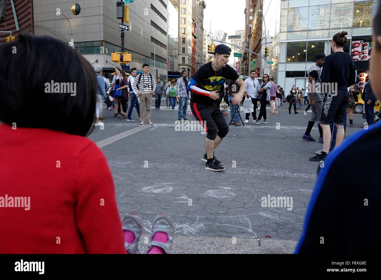 Street performer breakdancing at Union Square, Lower Manhattan, New ...