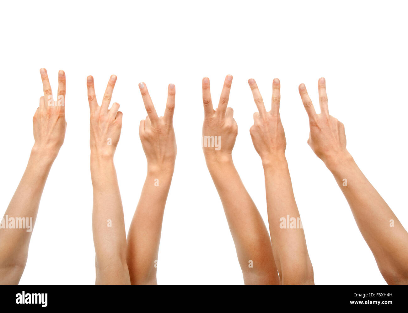 Hands showing victory sign Stock Photo - Alamy
