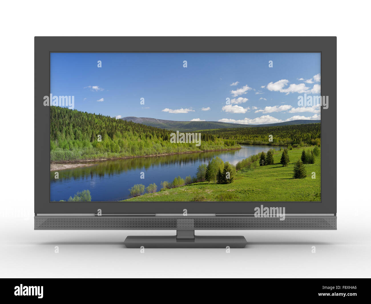 TV on white background. Isolated 3D image Stock Photo - Alamy