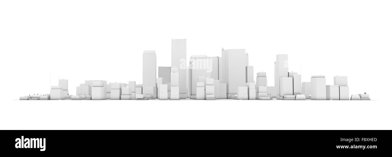 Wide Cityscape Model 3D - White City White Background Stock Photo - Alamy