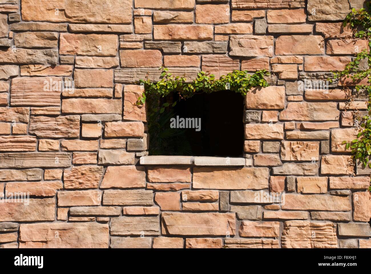 Stone Wall with Window Stock Photo - Alamy
