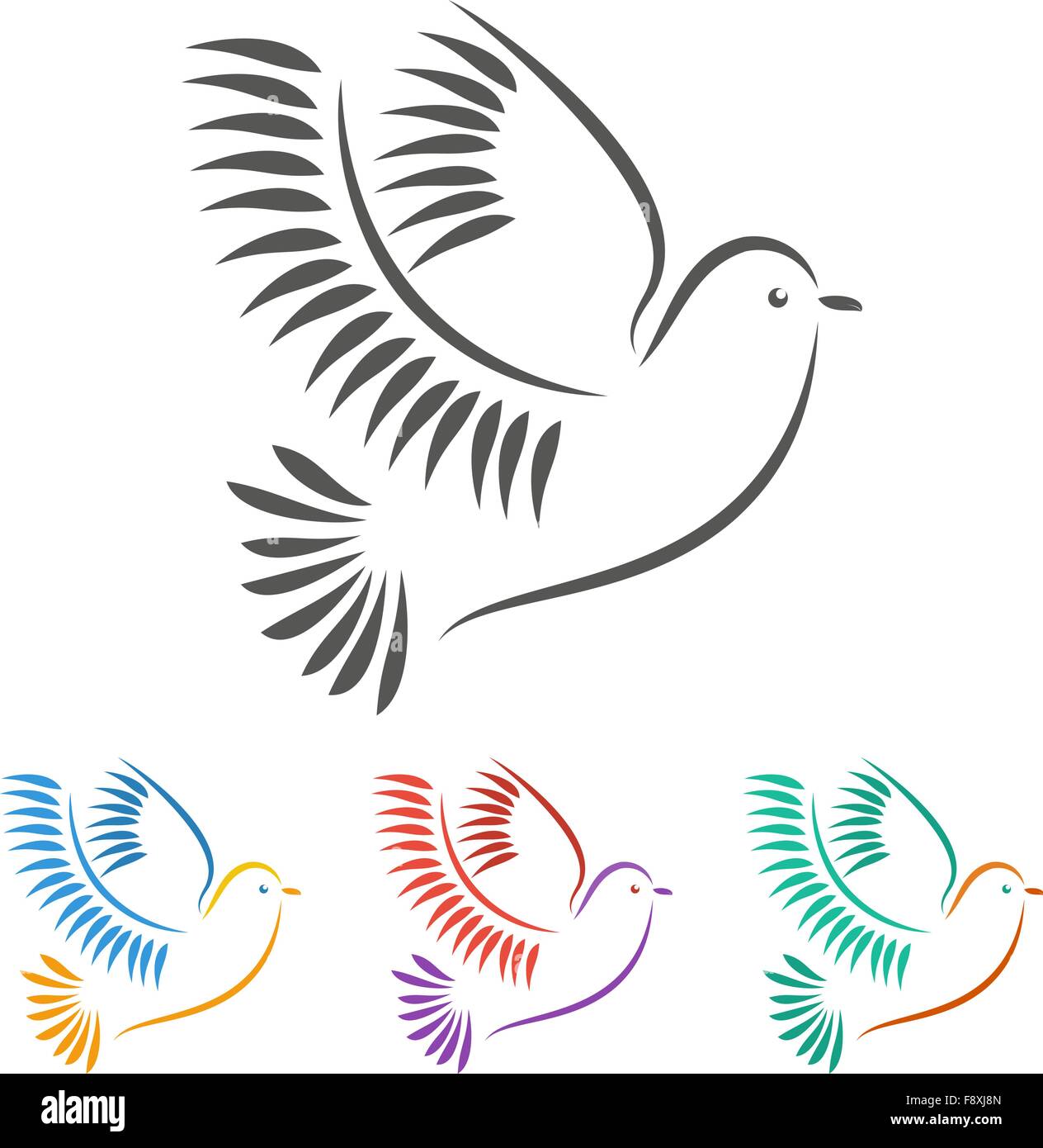 Vector color set of stylized flying pigeon Stock Vector Image & Art - Alamy