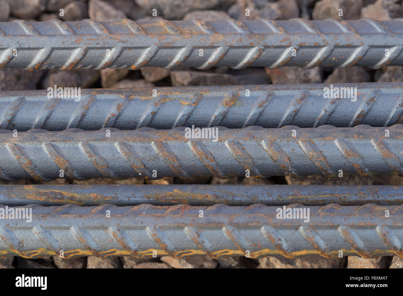Steel rods or bars used to reinforce concrete for construction Stock ...