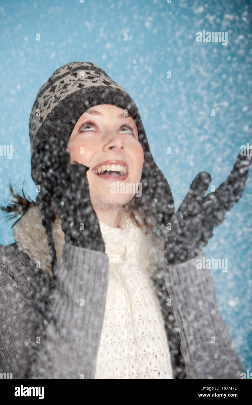 Happy snow girl Stock Photo - Alamy