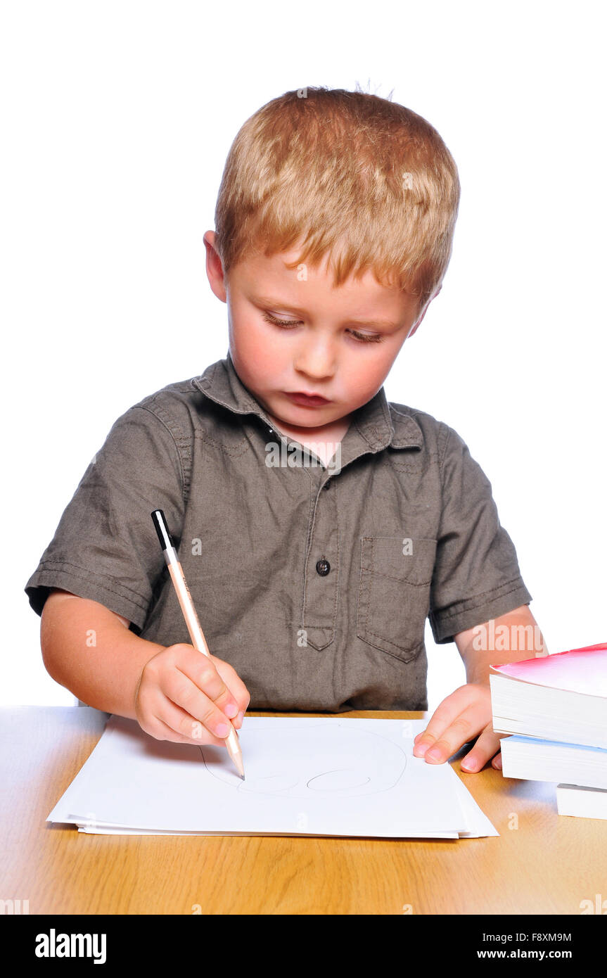 Little boy working Stock Photo - Alamy