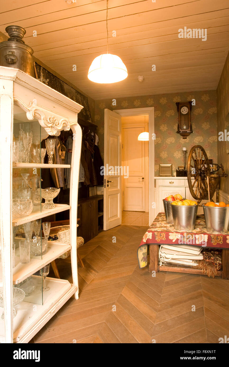 hall with spinning wheel and rack Stock Photo - Alamy