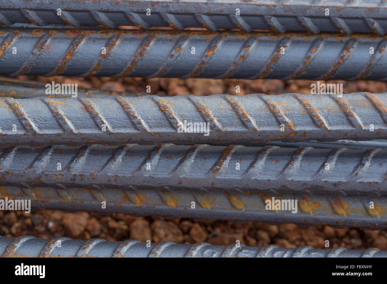 Steel rods or bars used to reinforce concrete for construction Stock ...