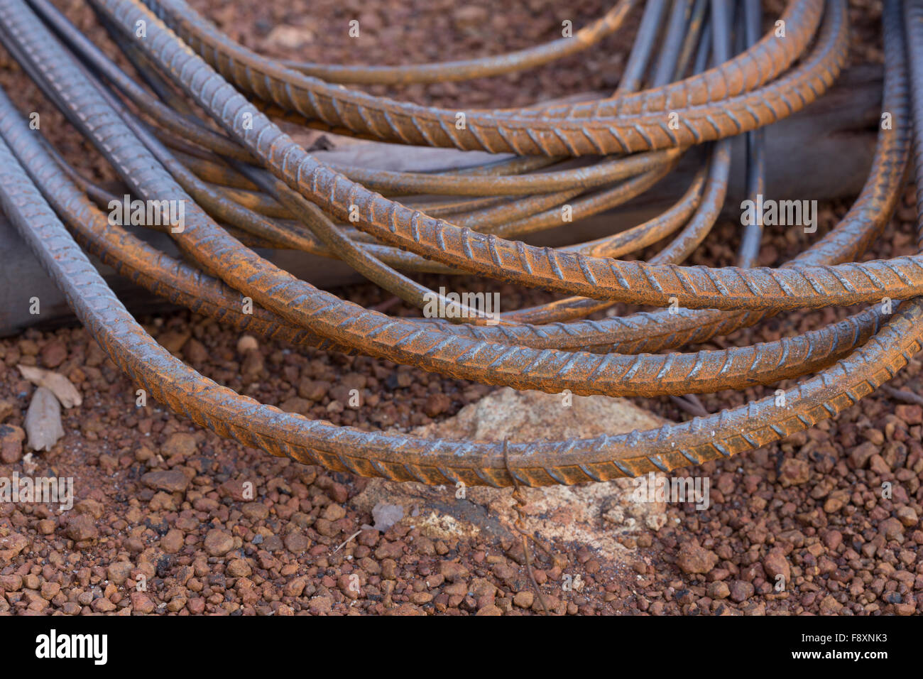 Steel rods or bars used to reinforce concrete for construction Stock ...
