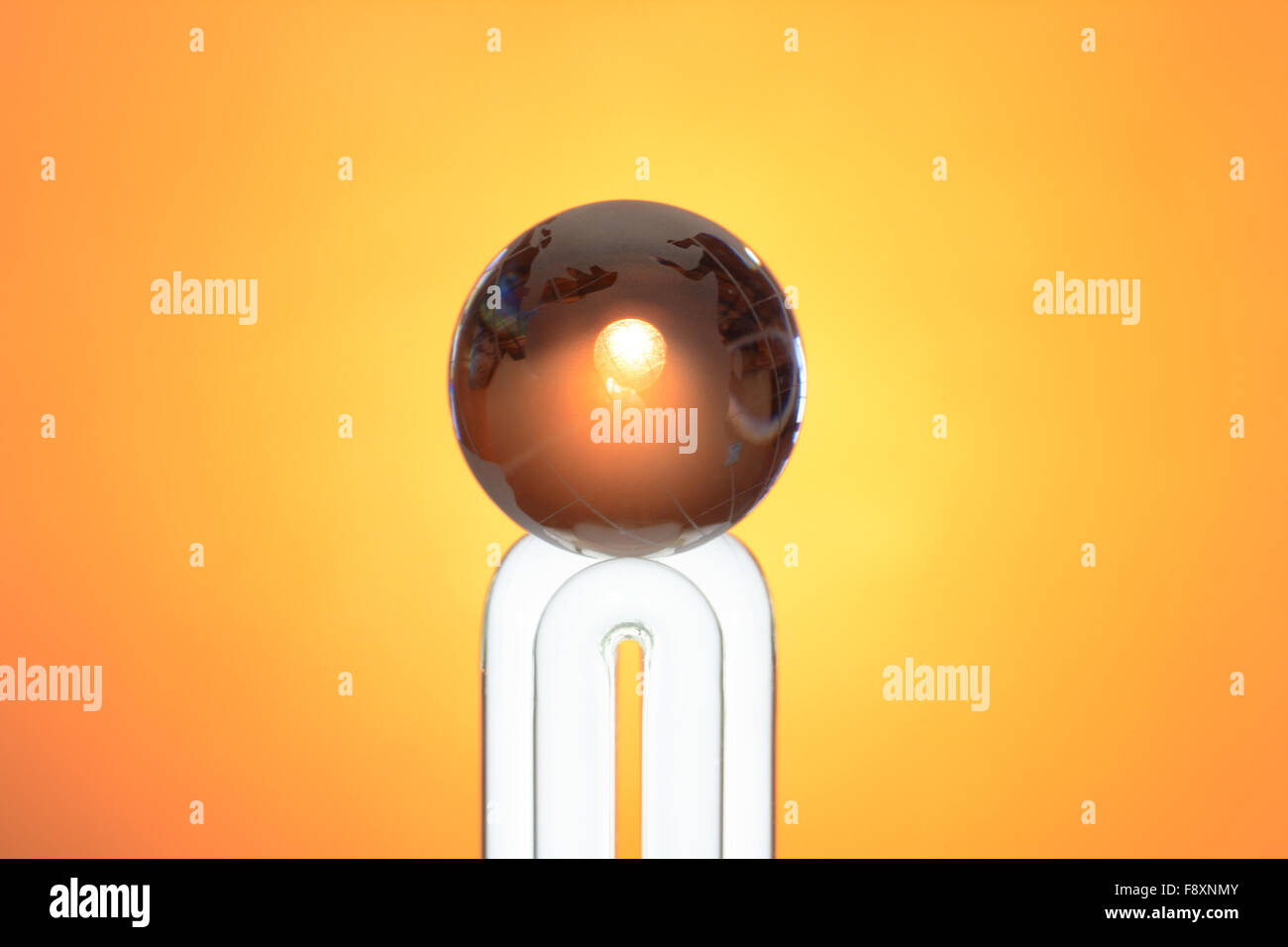 Modern Light Bulb And Globe Stock Photo - Alamy