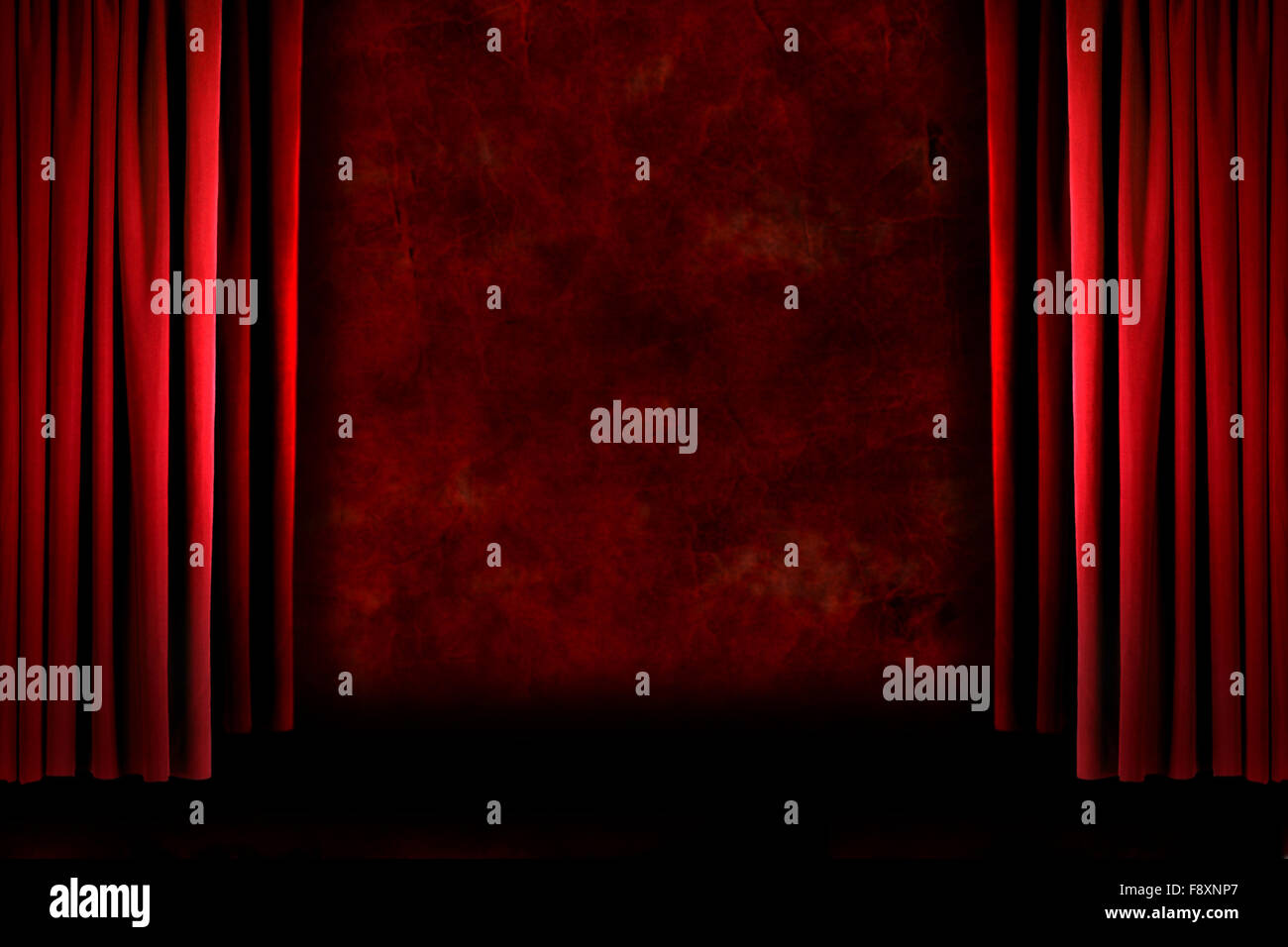 Red old fashioned grungy stage drapes Stock Photo - Alamy