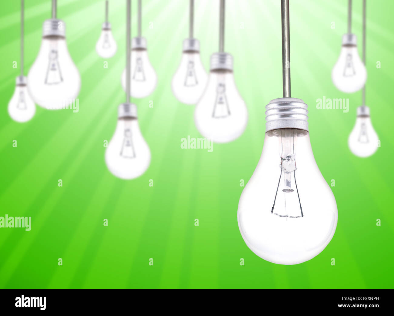 Many Lightbulbs Hanging Stock Photo - Alamy