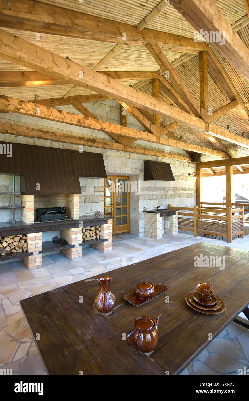 Comfortable veranda in rustic house Stock Photo - Alamy
