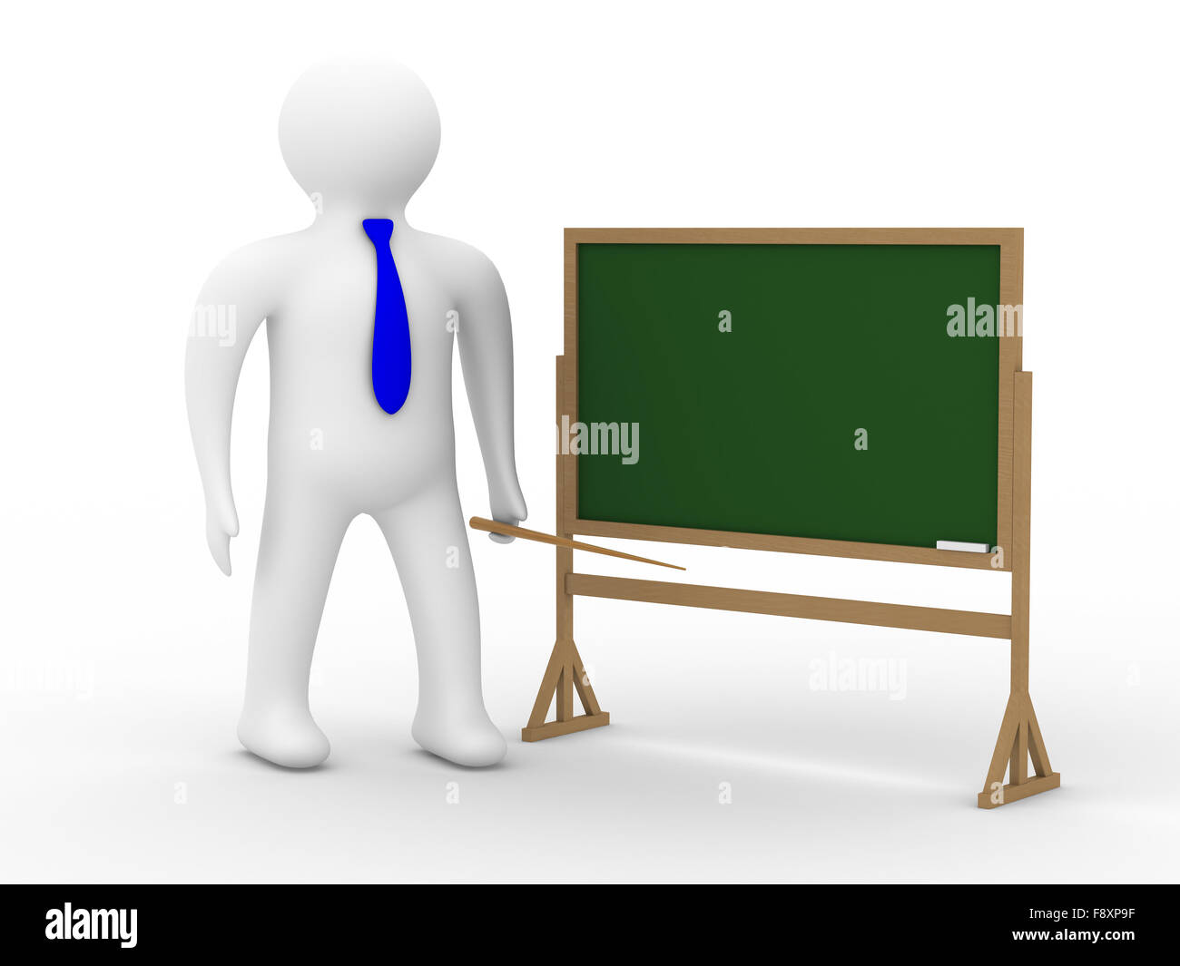 teacher with a pointer at a blackboard. Isolated 3D image Stock Photo ...