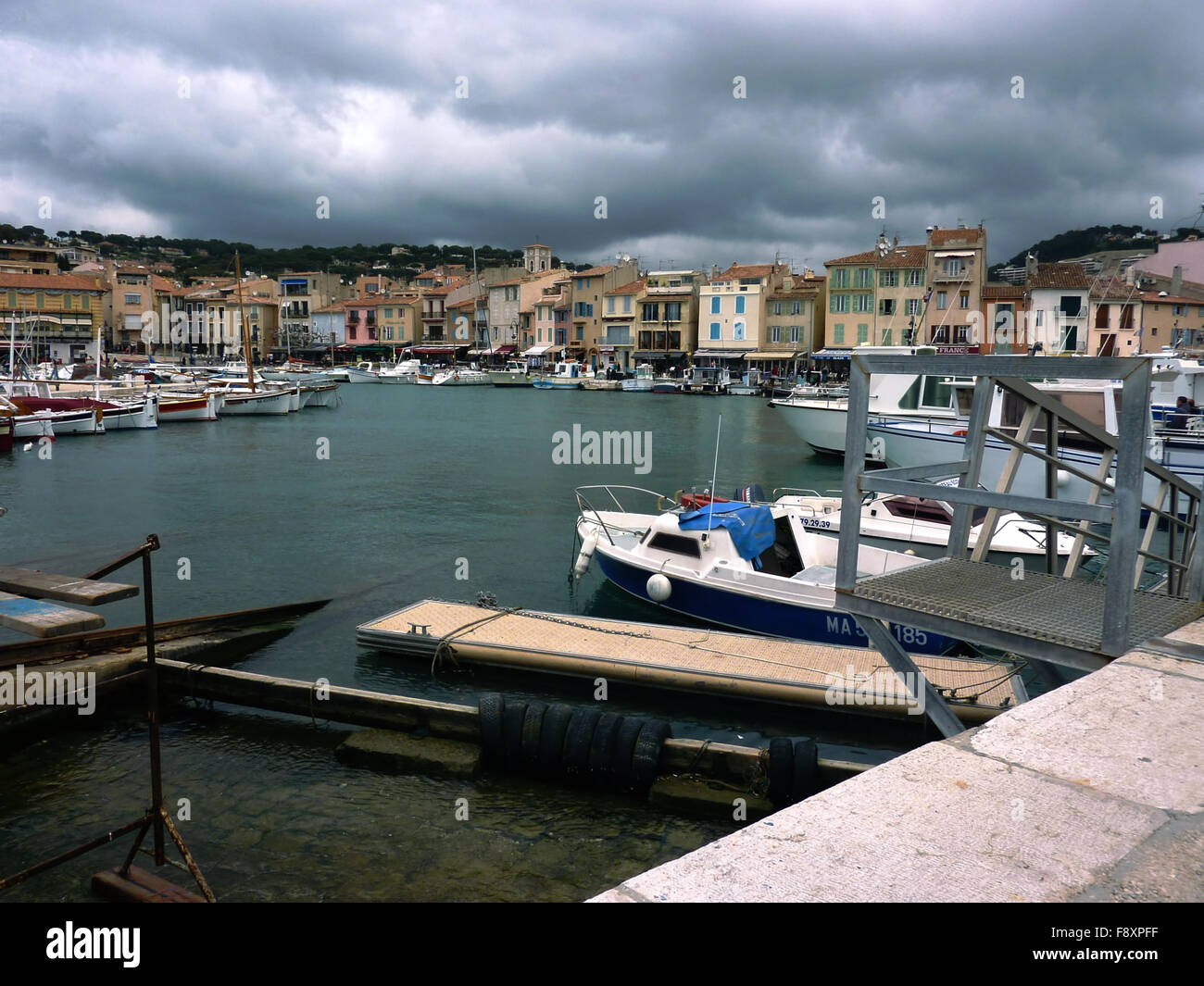 Port of Cassis by cloudy weather, France Stock Photo - Alamy