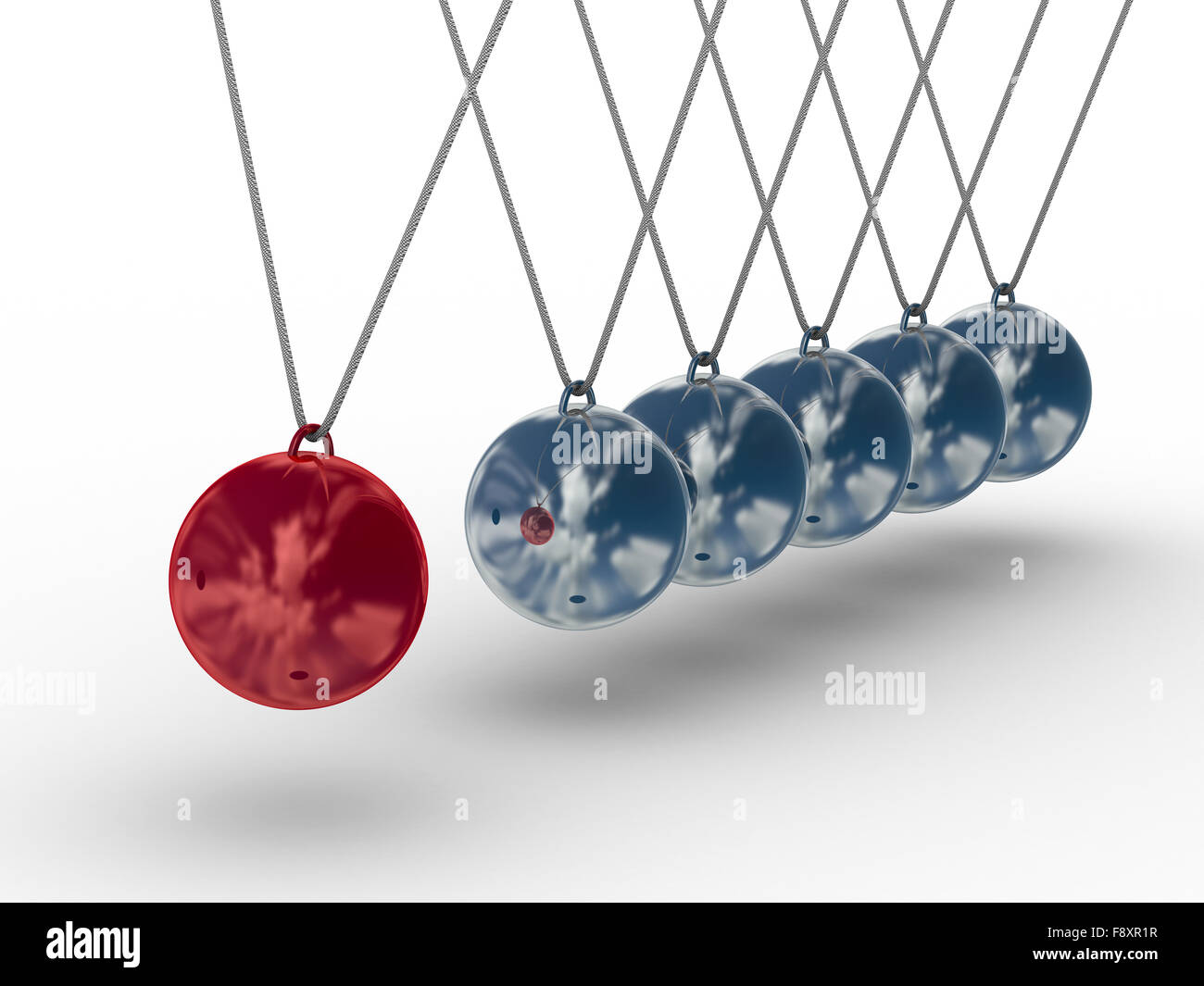 Balancing spheres on a white background. Isolated 3D image Stock Photo ...