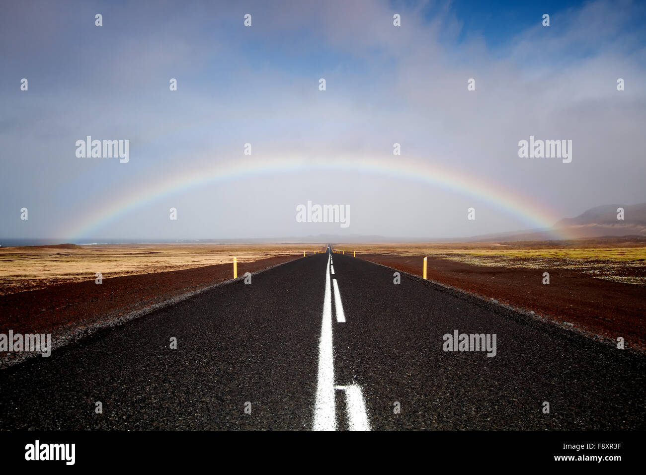 Road and rainbow, low angle view Stock Photo - Alamy