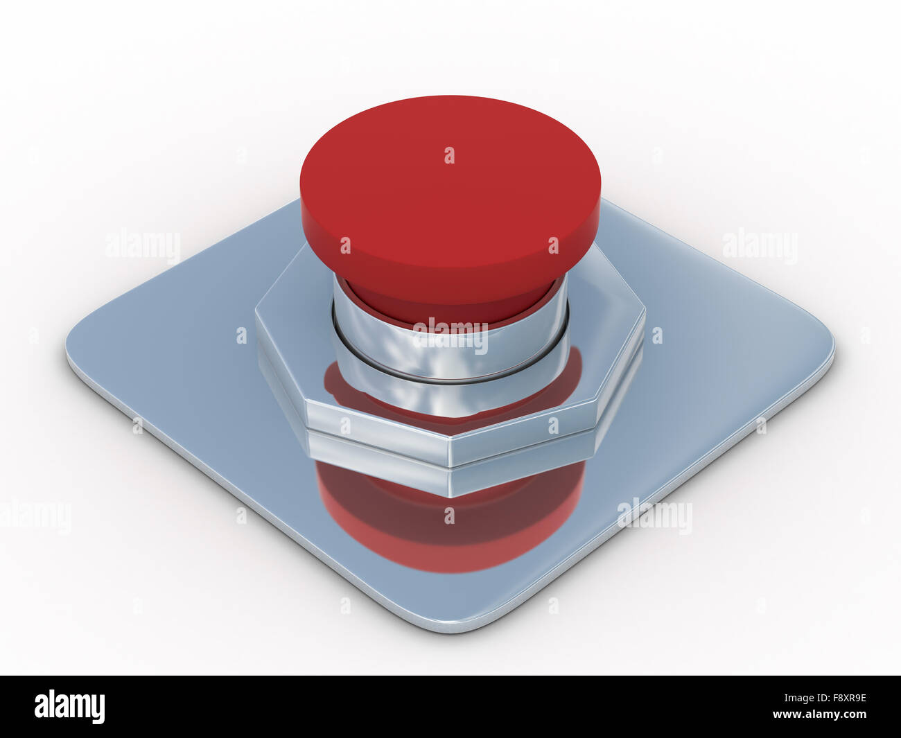 red button on a white background. 3D image Stock Photo - Alamy