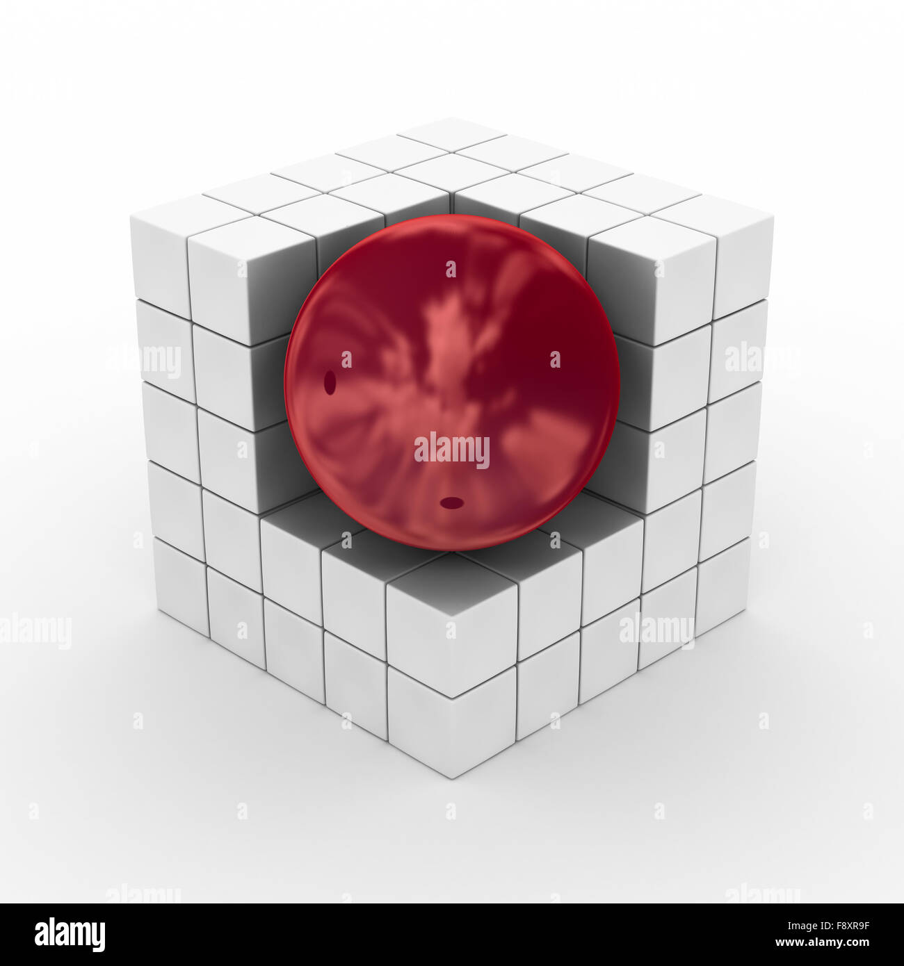 Cube with sphere on a white background. 3D image Stock Photo - Alamy