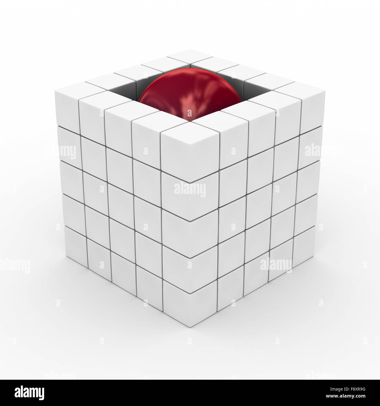 Cube with sphere on a white background. 3D image Stock Photo - Alamy