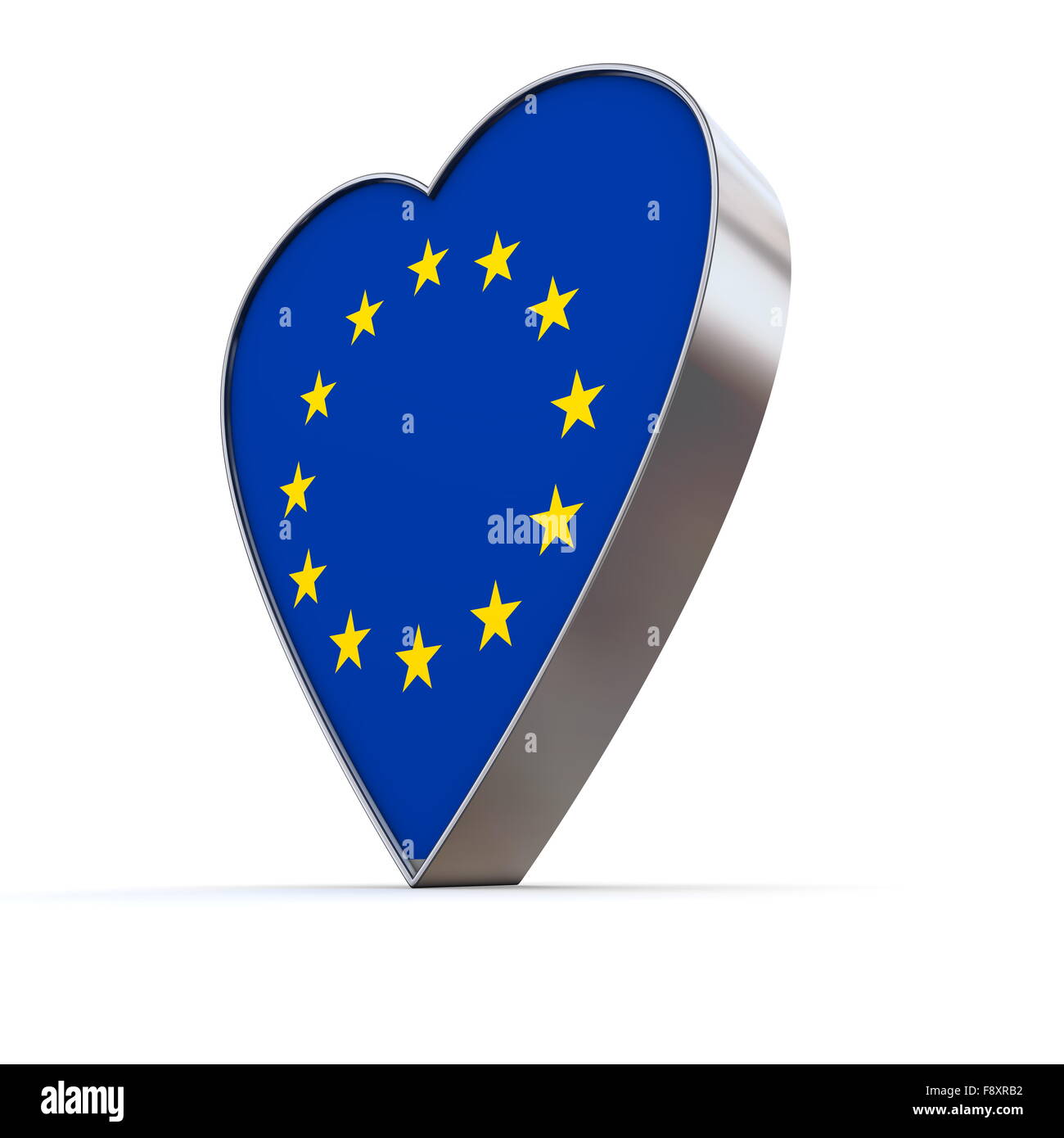Solid Shiny Metallic Heart - Flag of European Union Stock Photo - Alamy