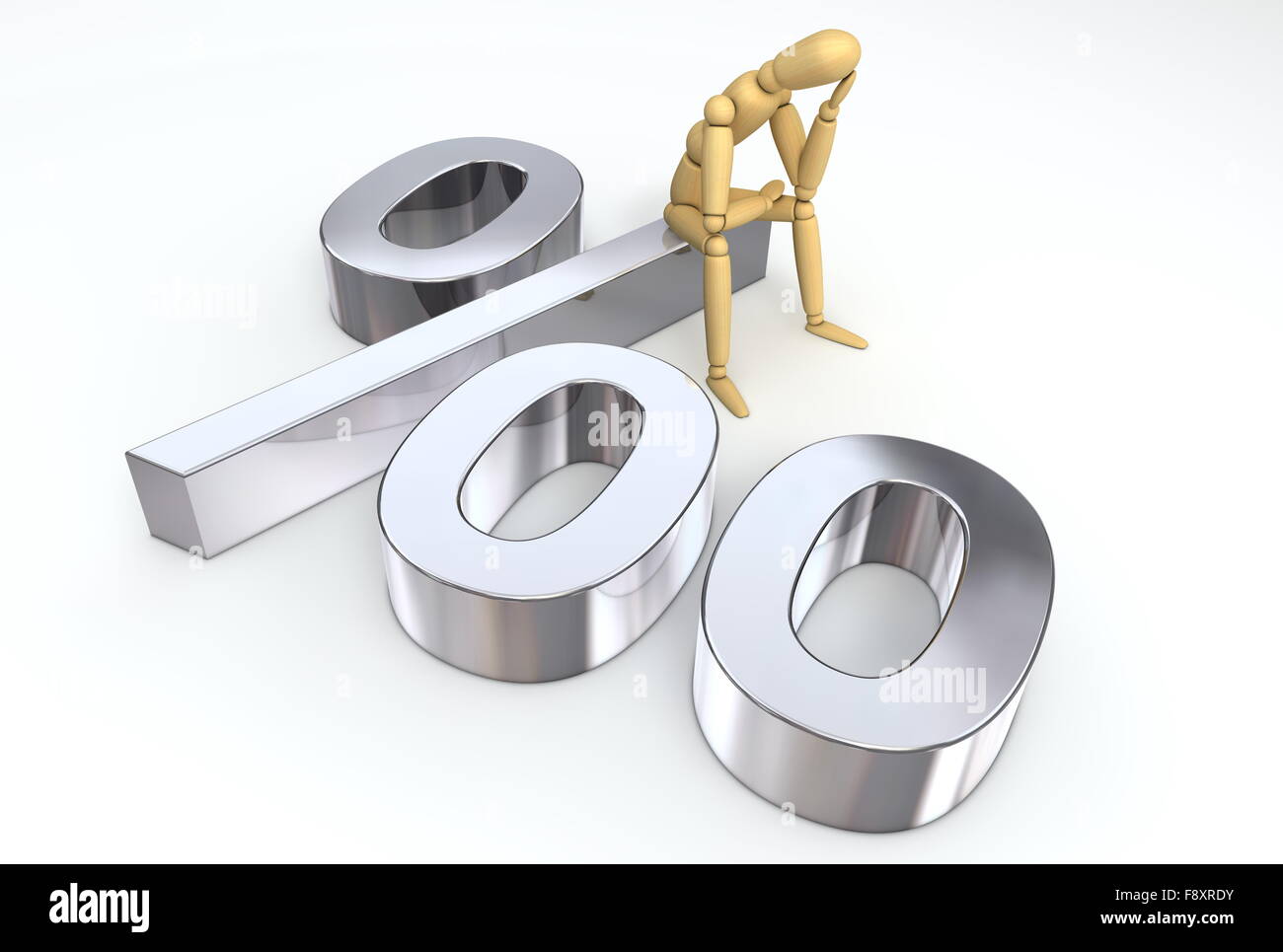 Lay Figure Sitting on Per Mille Symbol Stock Photo - Alamy