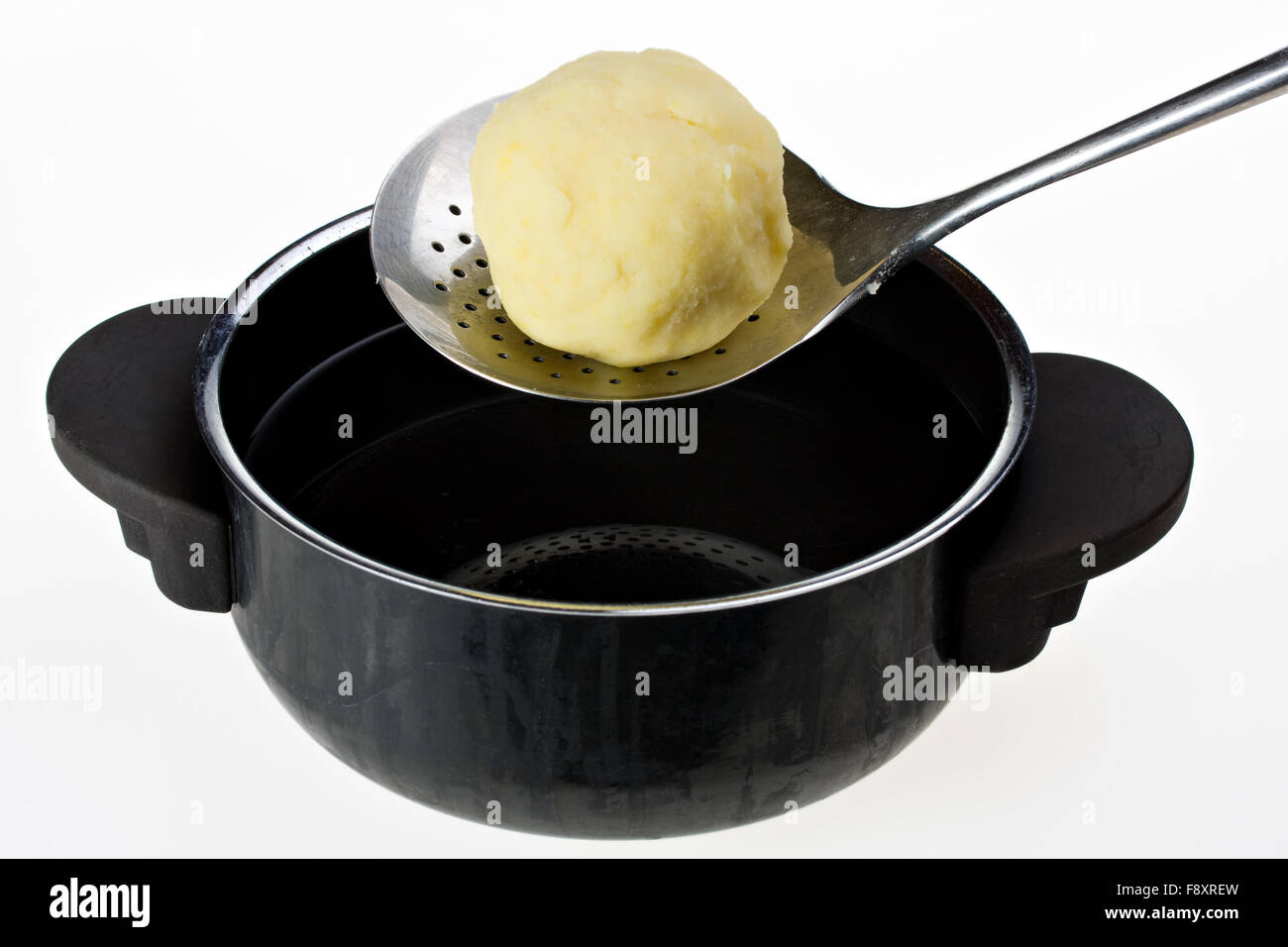 potato dumpling, dipper and cooking pot Stock Photo - Alamy