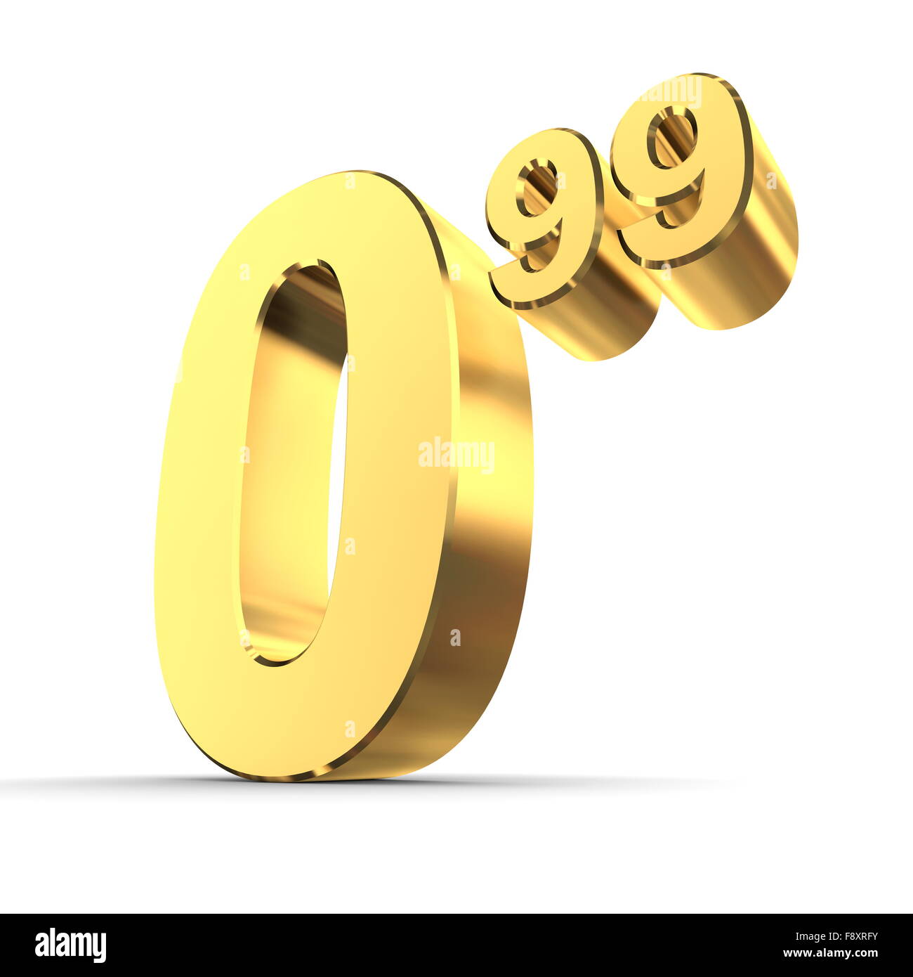 Solid Price Tag Number 0.99 - Shiny Gold Stock Photo - Alamy
