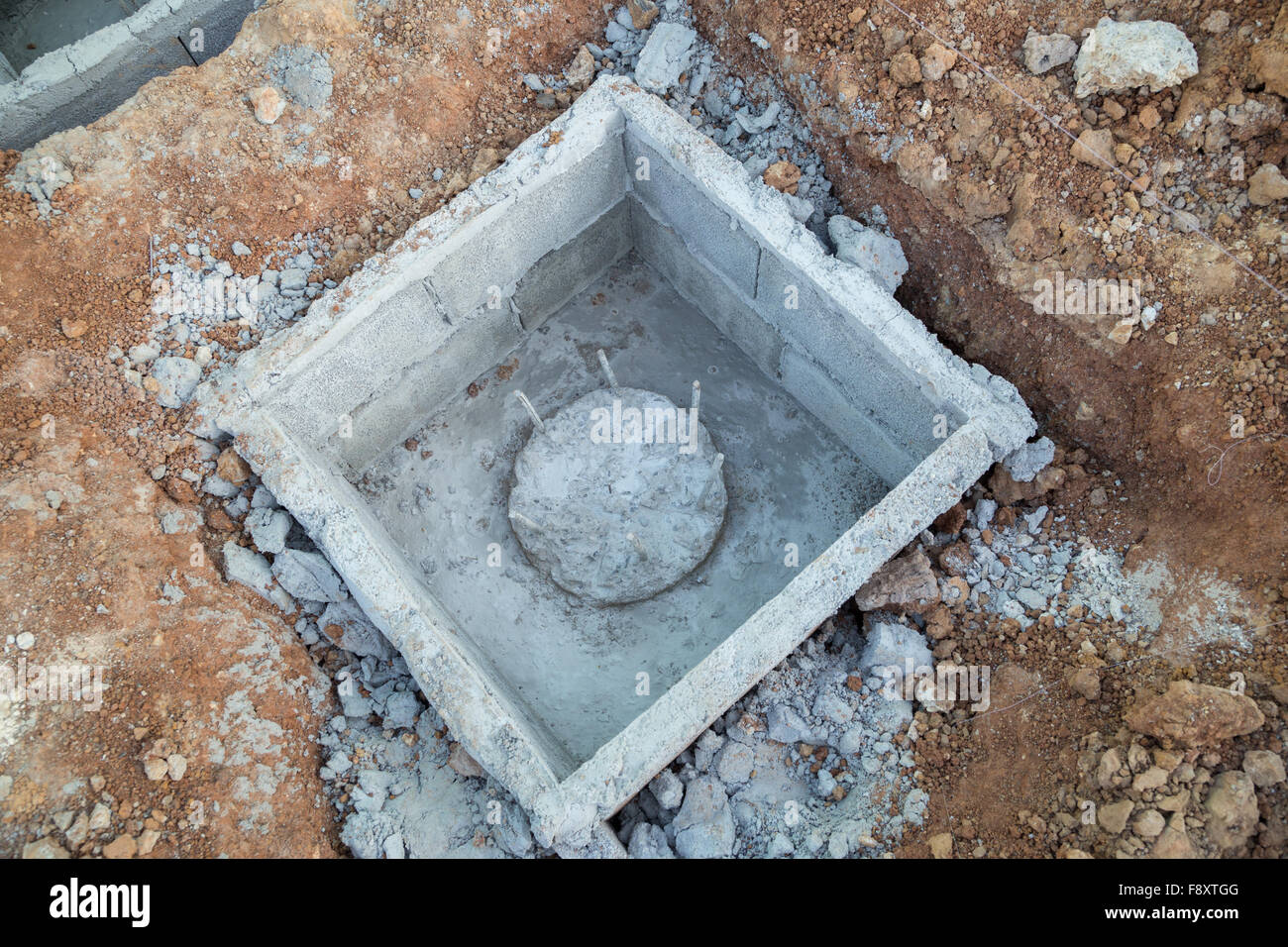 hole of pole in construction site building prepare for pouring cement ...
