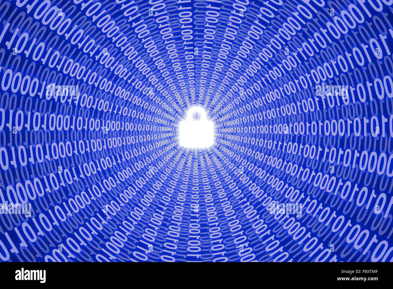 White digital lock in blue data stream Stock Photo - Alamy