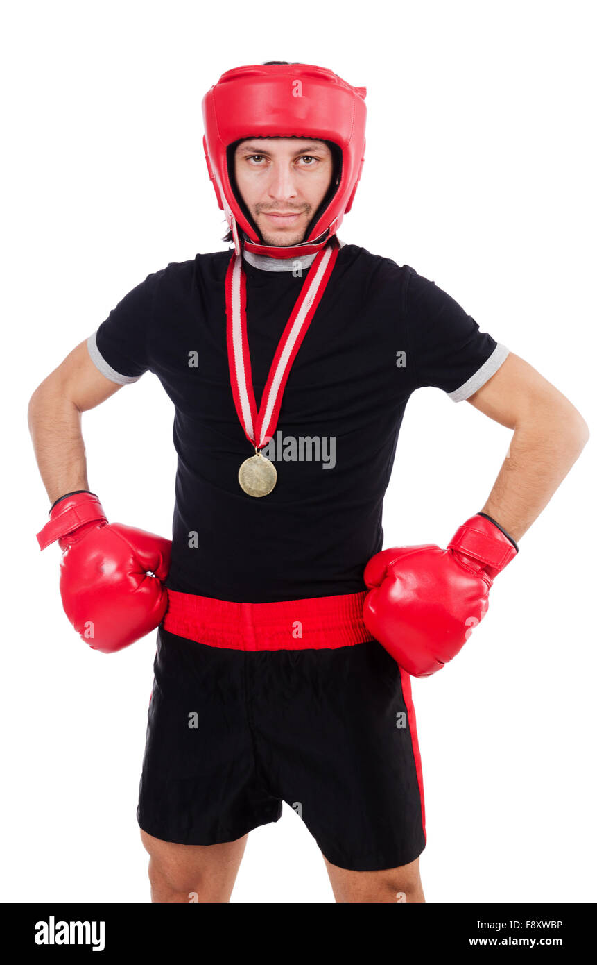Funny boxer isolated on the white Stock Photo - Alamy