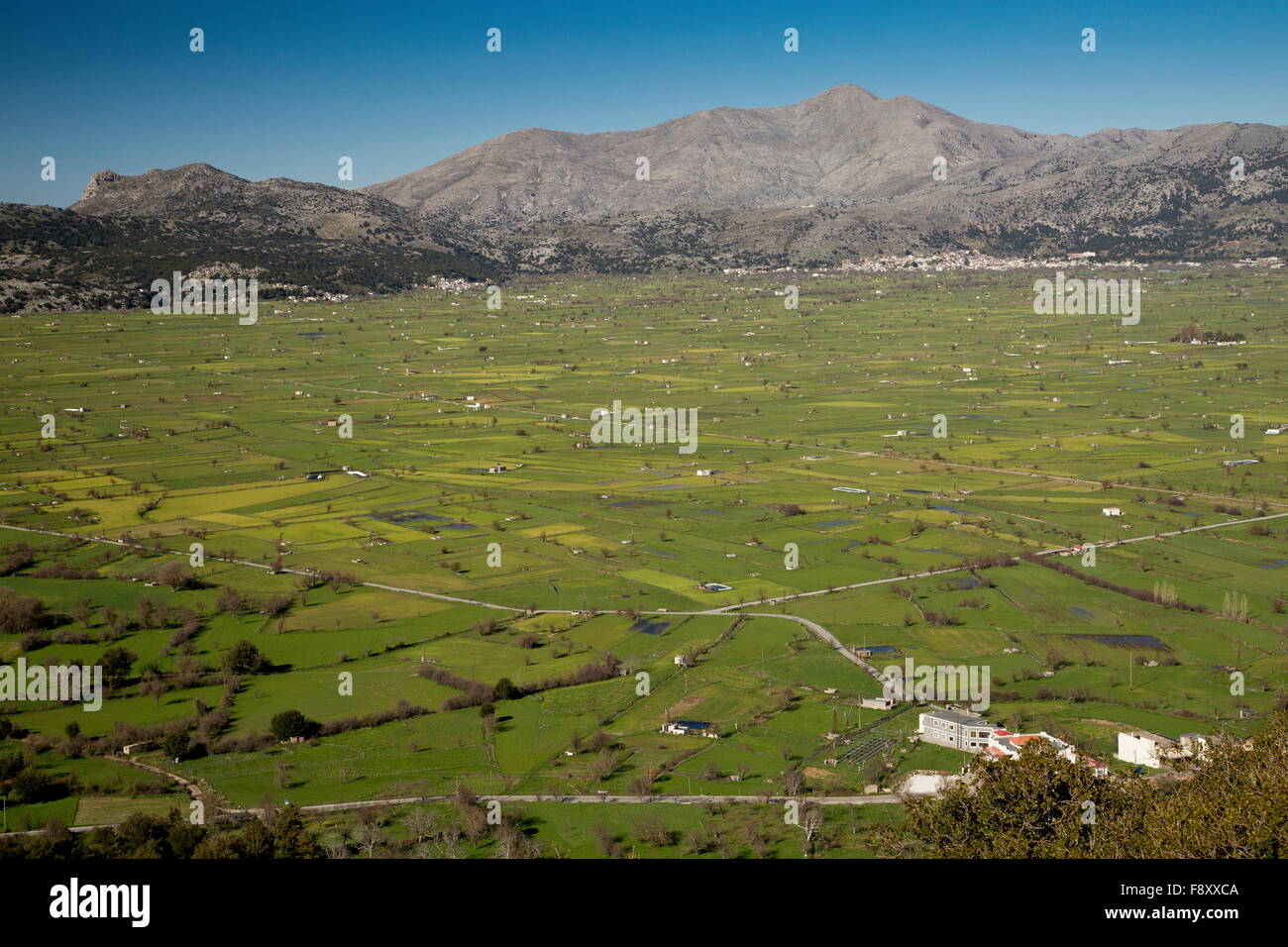 Field and settlement pattern, with flooded areas, on The Lassithi ...