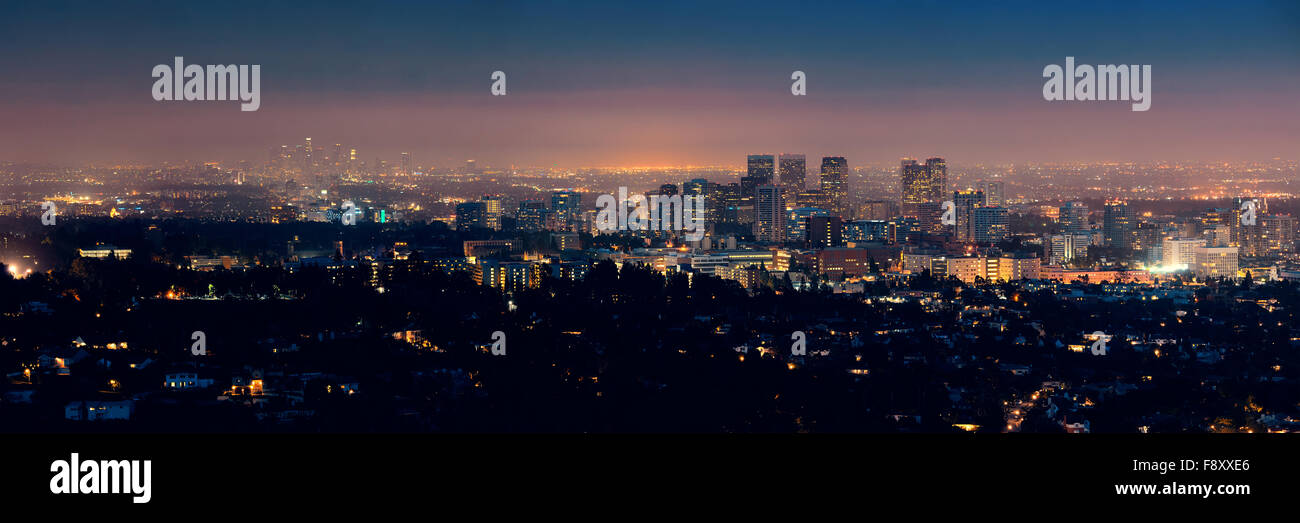 Los Angeles at night with urban buildings Stock Photo - Alamy