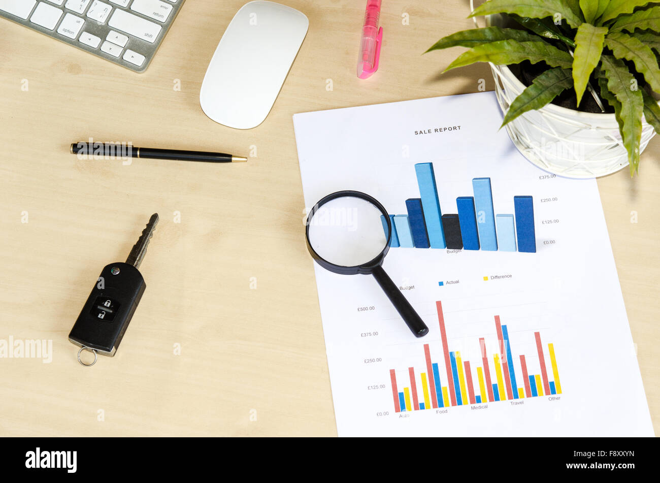 Documents, graphs on a desk Stock Photo - Alamy