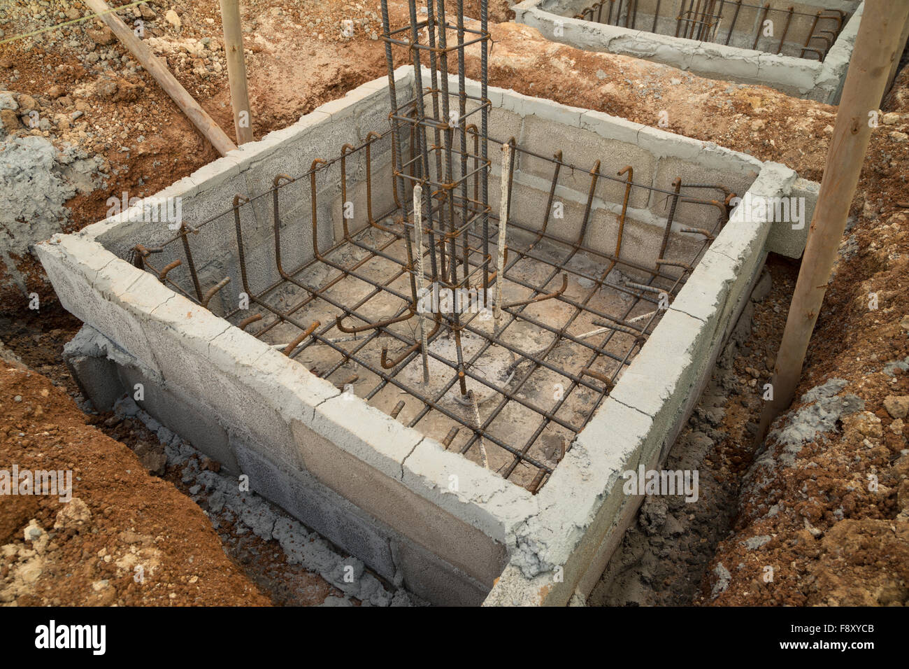 hole of pole in construction site building prepare for pouring cement ...