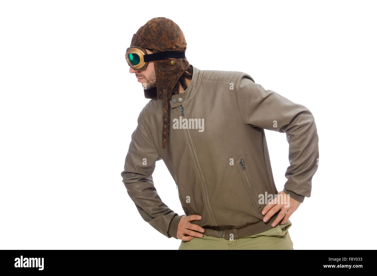 Funny pilot isolated on the white Stock Photo - Alamy