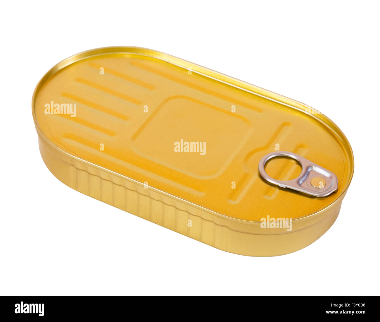 closed gold metal can. isolated on white background Stock Photo - Alamy