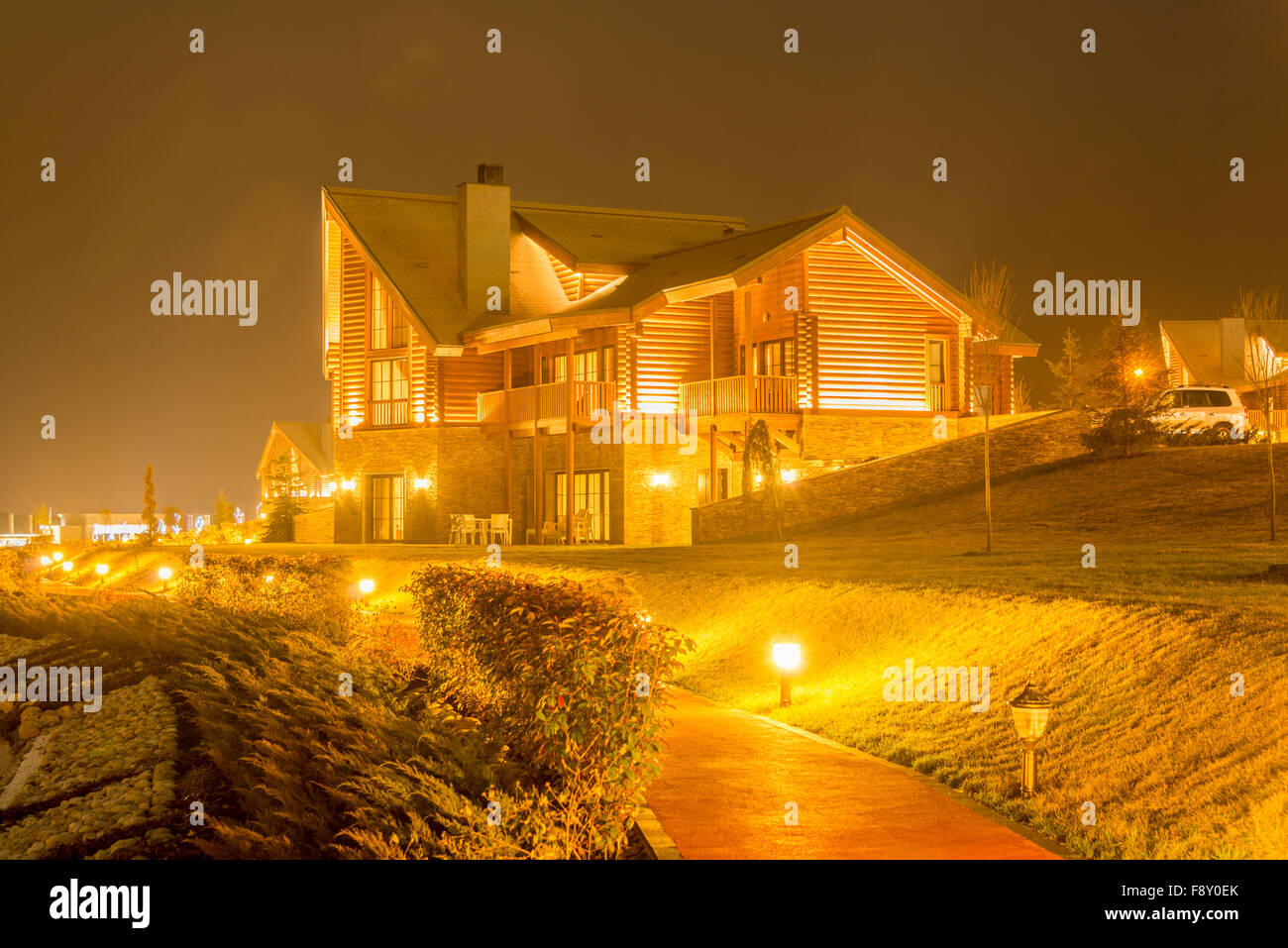 Nice modern house during evening hours Stock Photo - Alamy